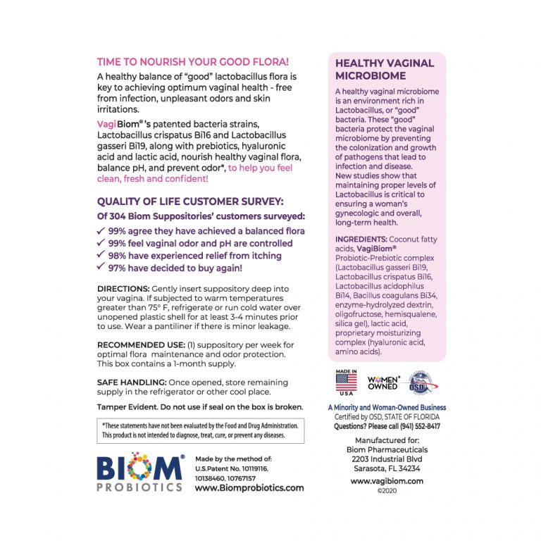 Vaginal Probiotic Suppository | Biom Probiotics