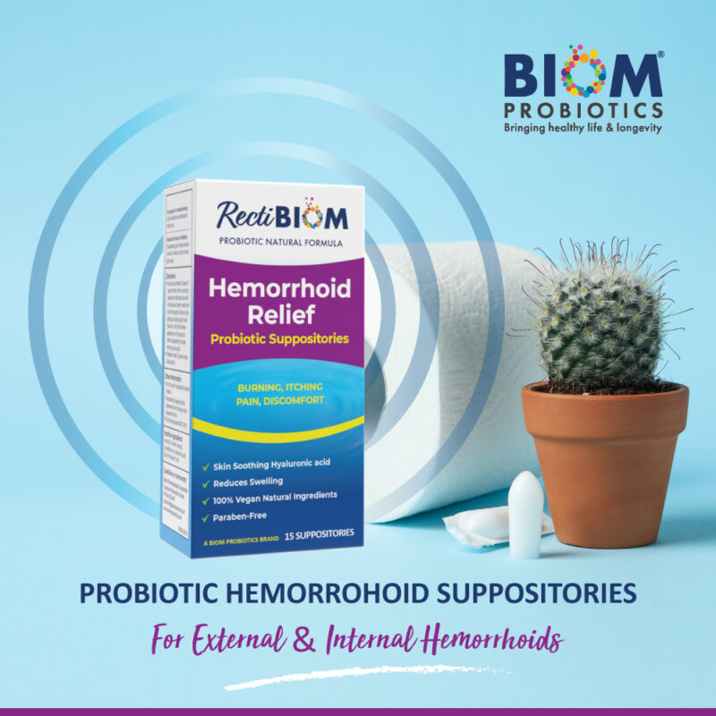 Hemorrhoid Relief Probiotic Suppositories - Biom Probiotics