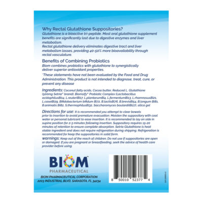 High Potency Glutathione Suppositories