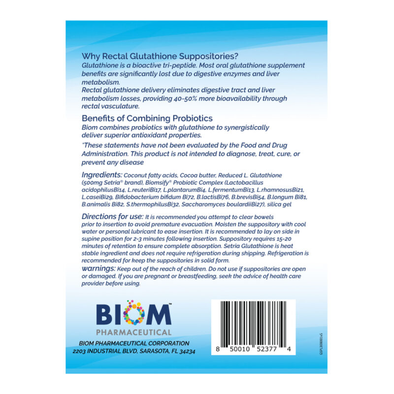 High Potency Glutathione Suppositories